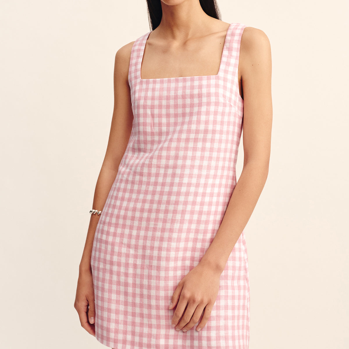 ALICE MINI DRESS - PINK GINGHAM – POSSE