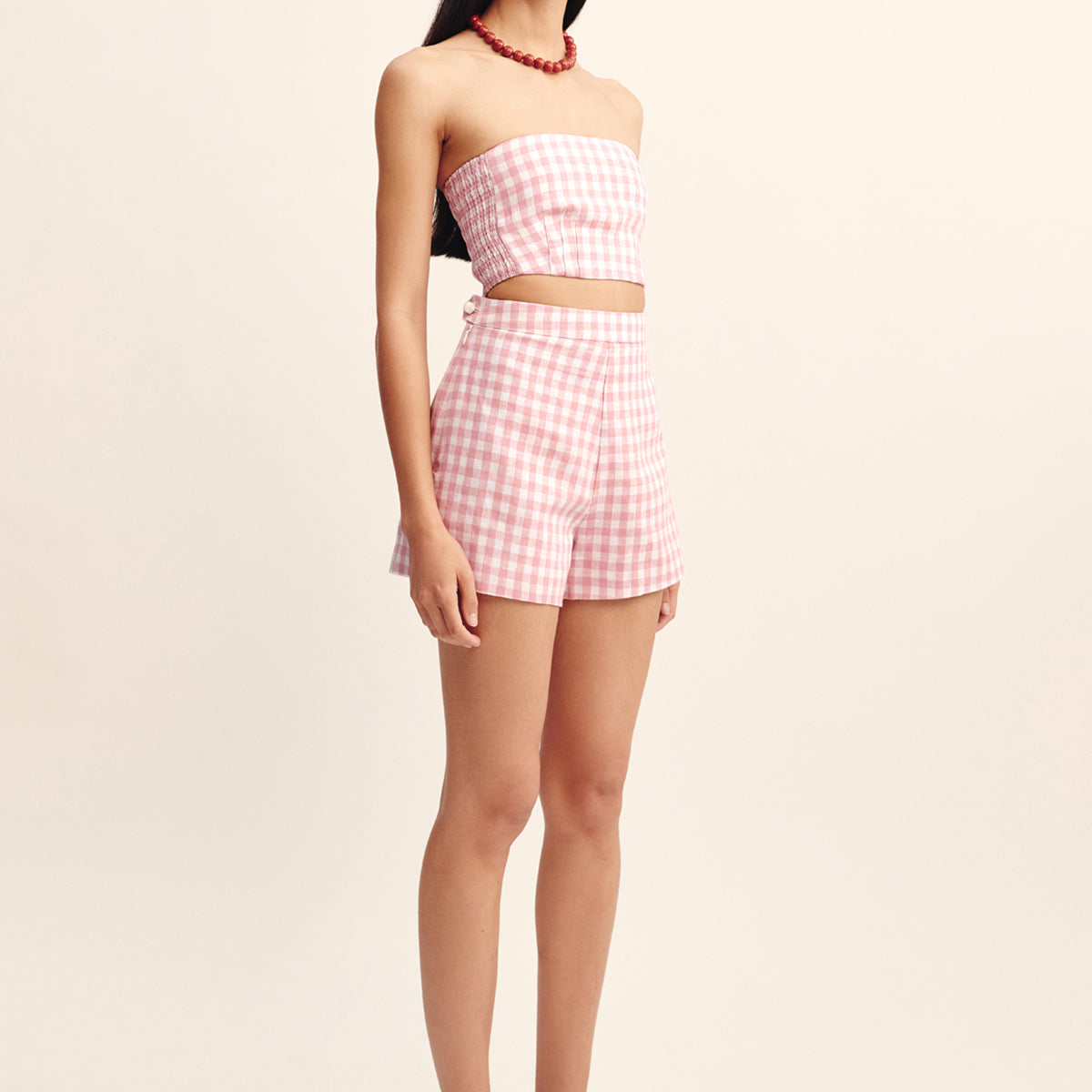PERRI SHORT - PINK GINGHAM – POSSE