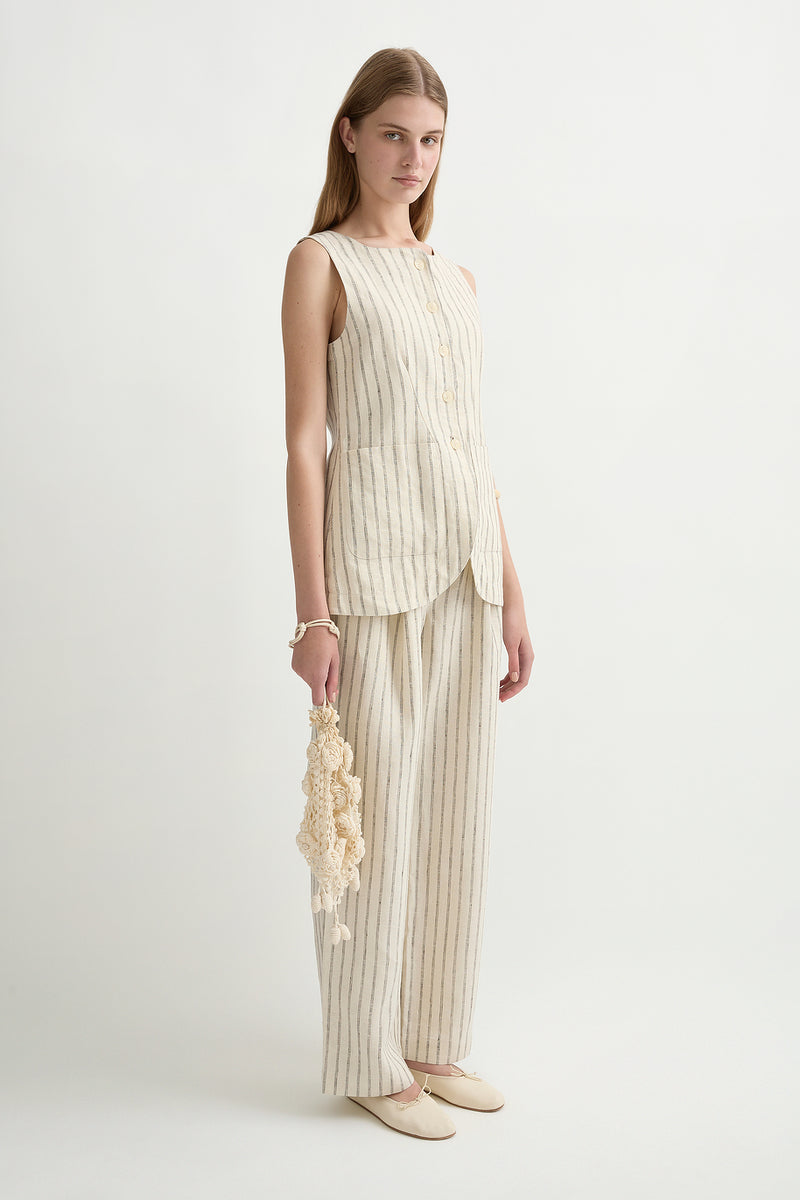 EMMA VEST - CREAM PINSTRIPE – POSSE